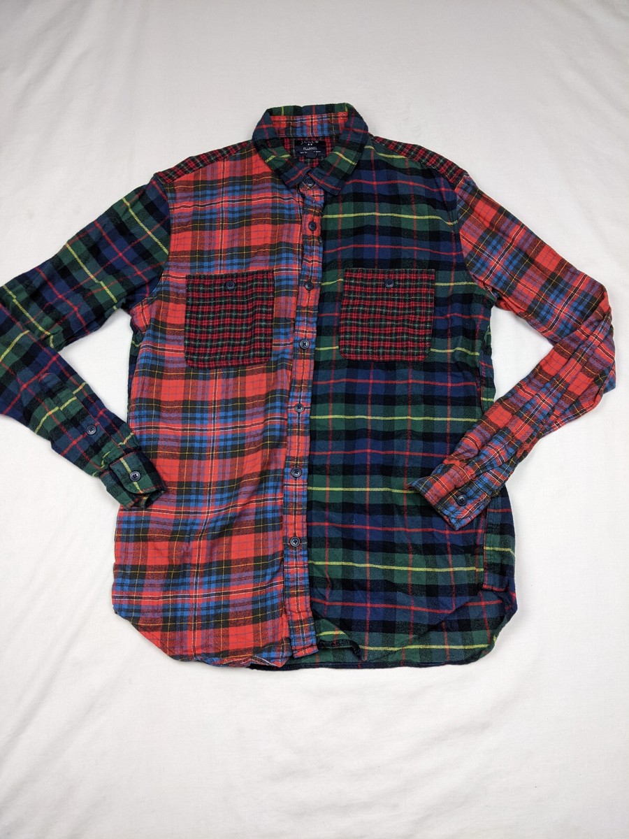 Mens Red And Green Plaid Flannel Shirt