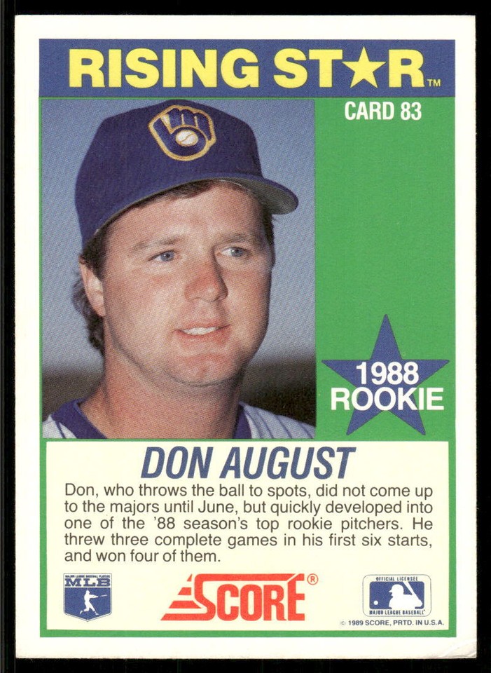 1989 Score Hottest 100 Rising Stars #83 Don August | eBay