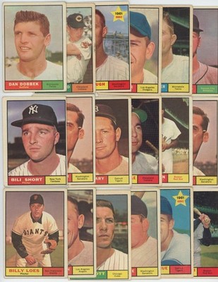 1961 Topps Baseball Card Lot (65) Low-Mid Grade Assorted Lot Trading ...