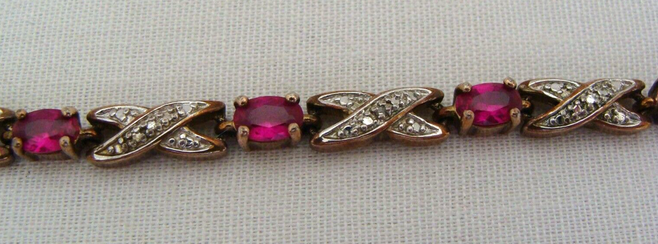 PAJ BB Prime Art Jewelry Gold-Tone Silver-Tone & Faux Ruby Tennis Style ...