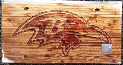 Baltimore Ravens Premium Laser Cut Tag License Plate, Woodgrain Design ...