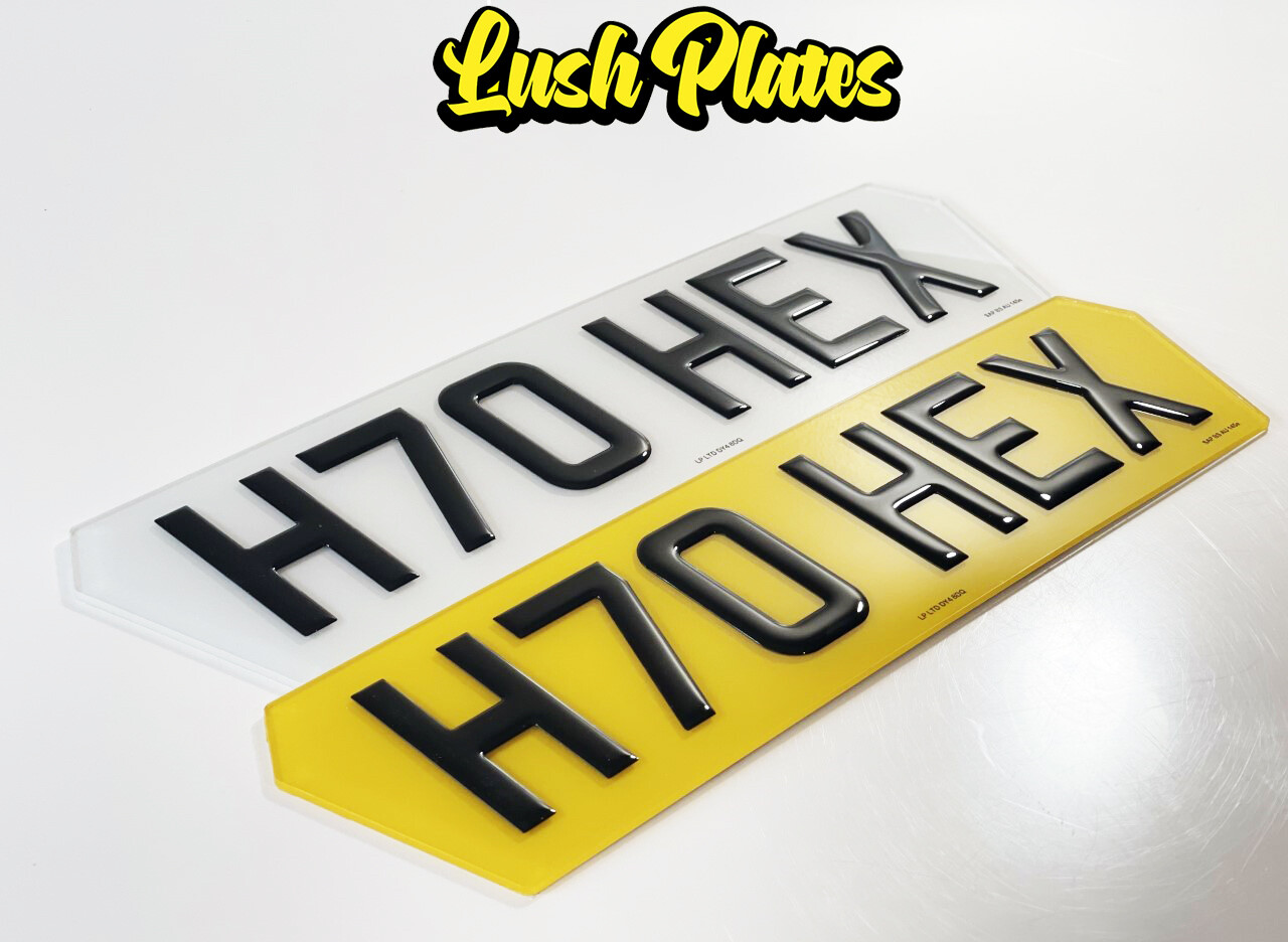 ROAD LEGAL PRINTED 3D 4D 6MM GEL V1 LAMBO SHAPE SHORT HEX BORDER NUMBER ...
