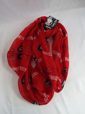 University Georgia Team Scarf Sheer Infinity Red Black Logo Polyester ...