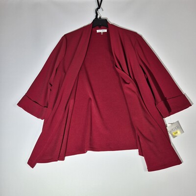 Kasper Women's Open Blazer Jacket Size 3X Red ¾ Sleeve NWT 15 | eBay