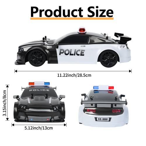 RC Drift Police Car, 1:14 Remote Control Police Car 4WD Drift GT RC ...