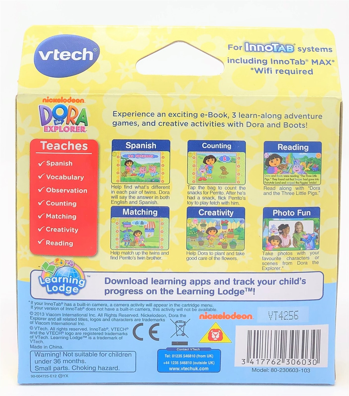 Nickelodeon Dora The Explorer VTech Innotab Max Learning Tablet App ...