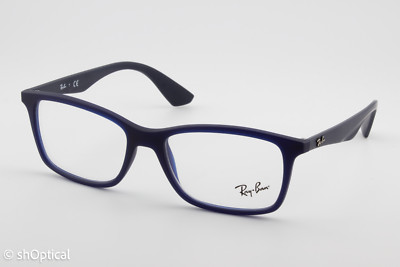 Ray-Ban RB7047 5450 Male Rectangular Glasses Frames Matte Blue 54mm ...