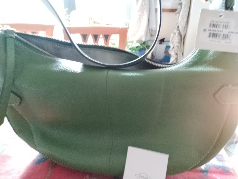 Fossil Harwell Hobo Green Leather Shoulder Bag RARE COLOR | eBay