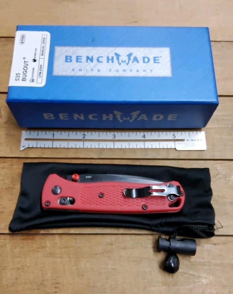 Benchmade Bugout 535 Knife Red Handle USA Original Box Hunting Camping ...