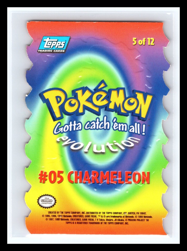 💥 CHARMELEON 1999 TOPPS BLUE LOGO POKEMON EVOLUTION #5 OF 12 DIE CUT ...