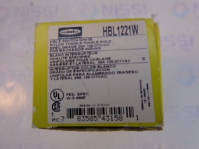 Hubbell HBL1221W Single Pole Toggle Switch | eBay