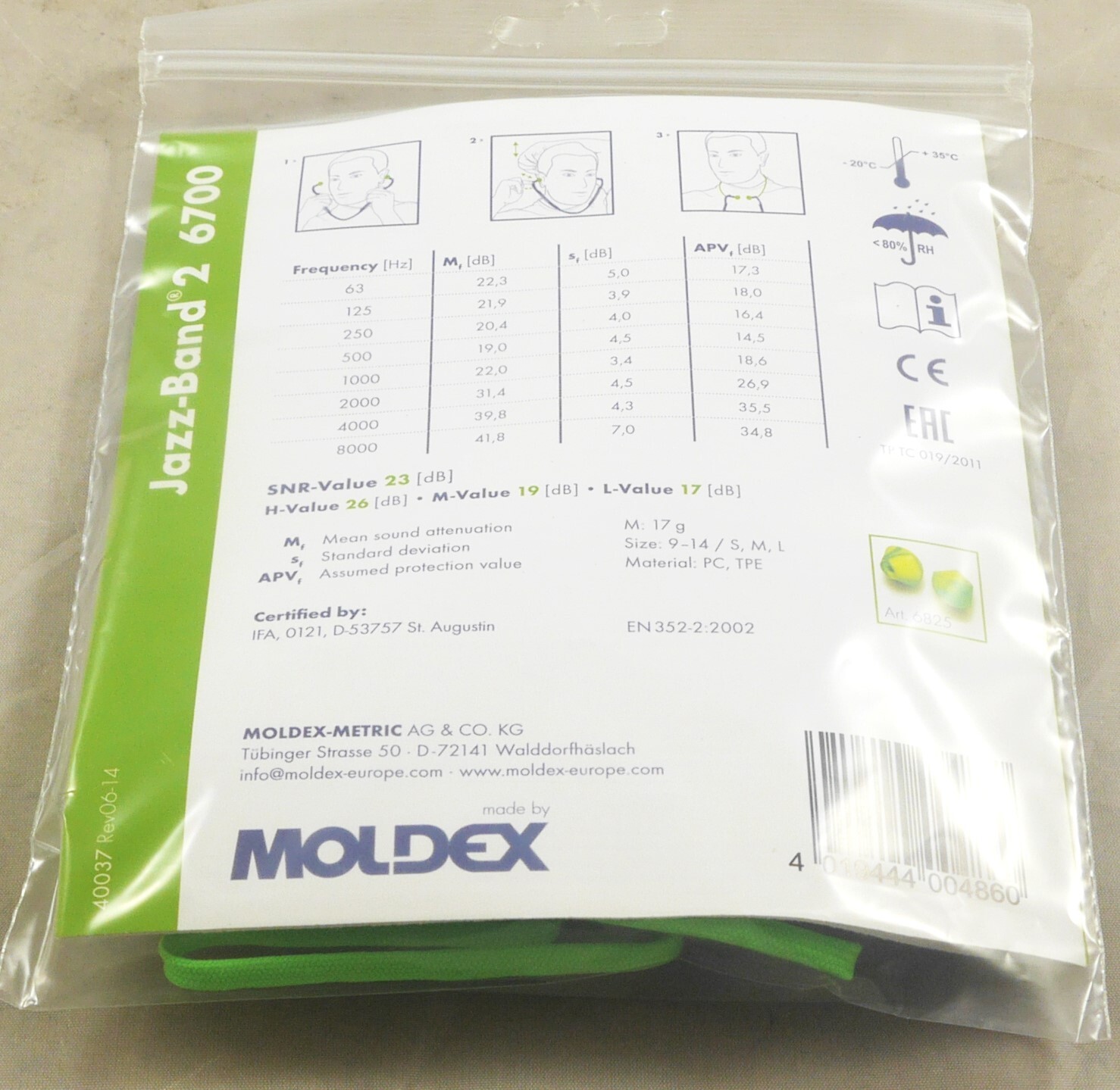 MOLDEX 6700 JAZZ-BAND 2 Ear Protection with Extra Set of Replacement ...