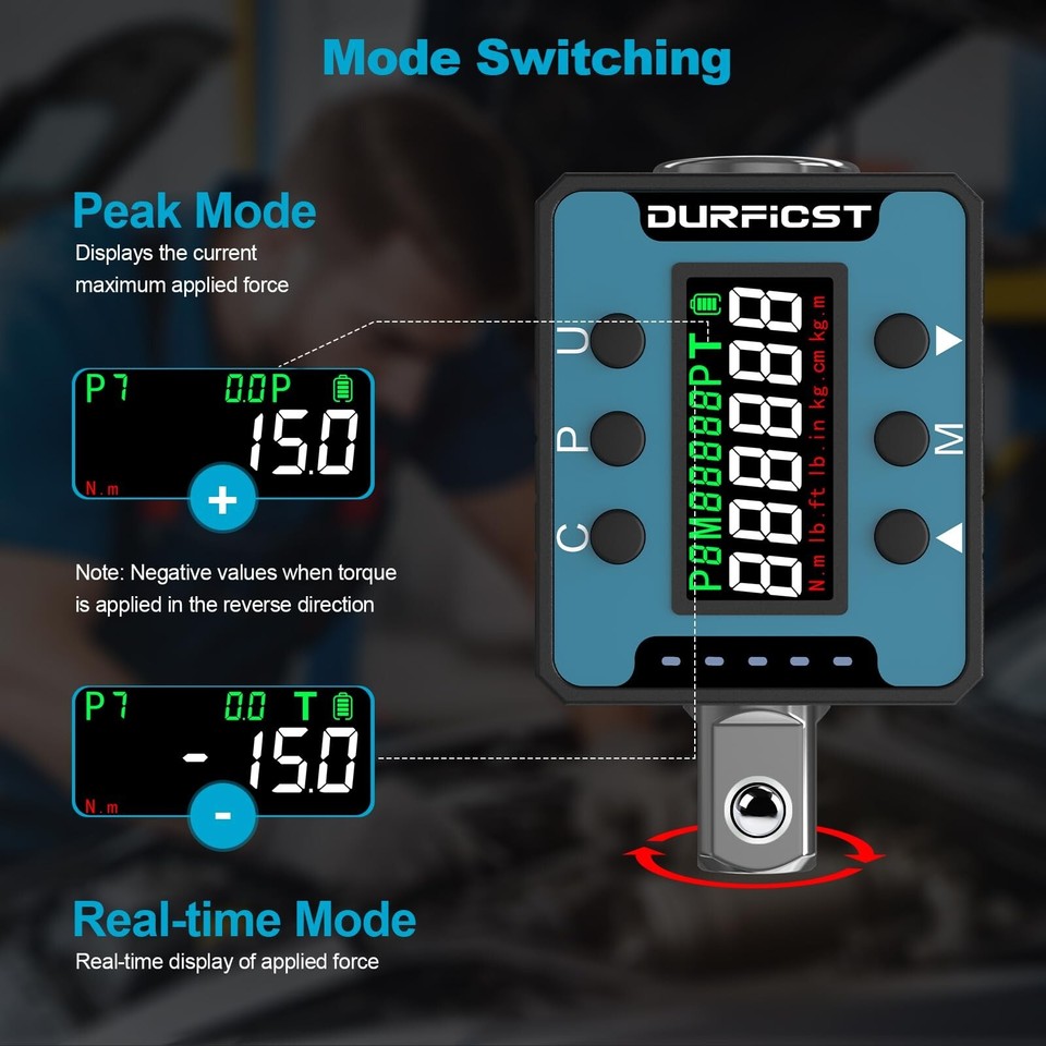 Digital Torque Wrench,DURFICST 1/2" Digital Torque Adapter with ...