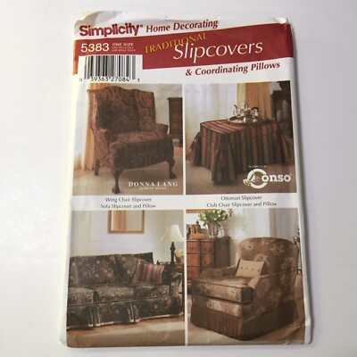 Simplicity 5383 Traditional Slipcovers & Coordinating Pillows | eBay