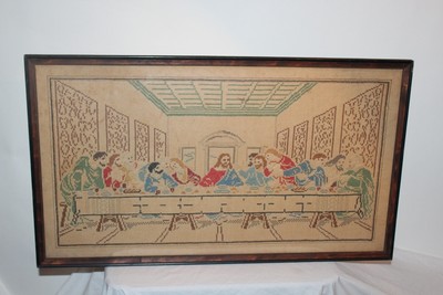 Antique Last Supper Cross Stitch Sampler Jesus Christ Religious ...