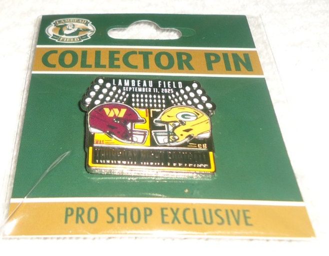 GREEN BAY PACKERS / WASHINGTON COMMANDERS DATED 9/11/25 GAMEDAY PIN NEW ...