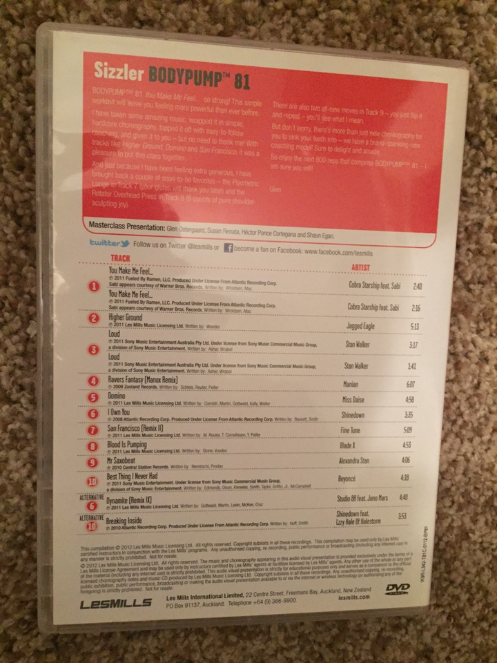 Les Mills BODYPUMP 81 music, DVD, Notes body pump. Partial kit | eBay