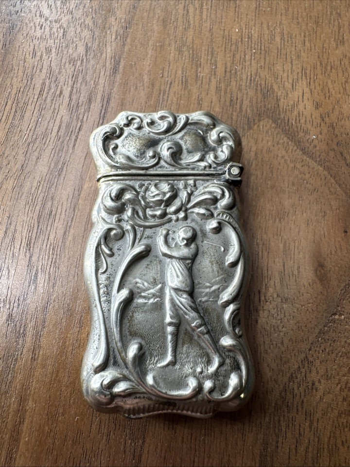 Silver Match Case Safe Art Nouveau Golf Backswing | eBay