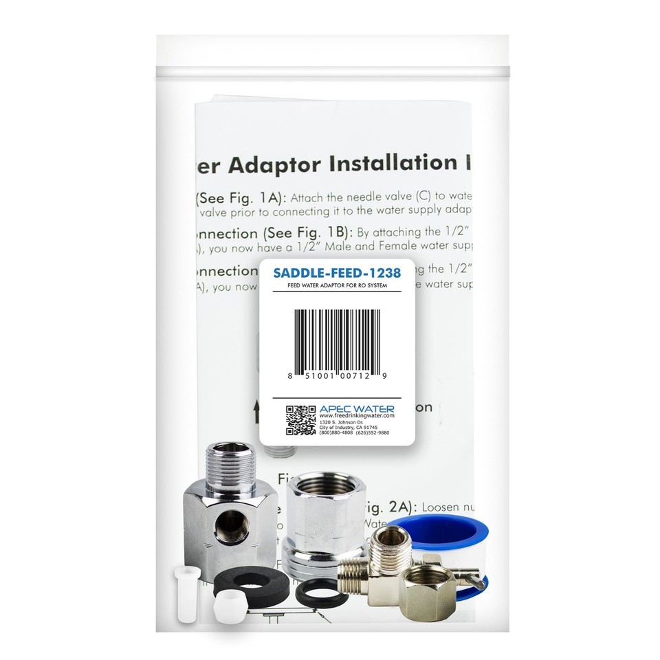 APEC Feed Water Adapter 1/2" & 3/8" for Undersink Reverse Osmosis Water ...