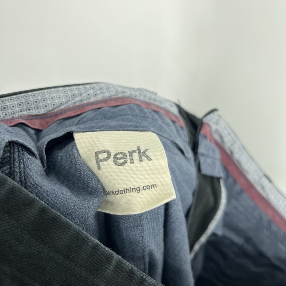 Perk Pants Size 32x31 Mens Black Slim Fit Stretch Tapered Leg Flat ...