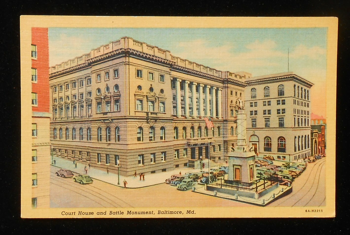 1940s Court House and Battle Monument Old Cars Baltimore MD Postcard ...