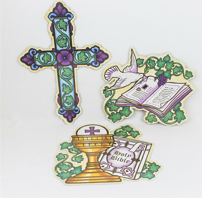 Amscan FIRST COMMUNION 3 Religious Die Cut Cardboard Wall Party ...