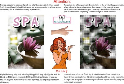 Spa 05 Perforated Mesh See-Through Window Poster Sign Decor Nail Salon ...