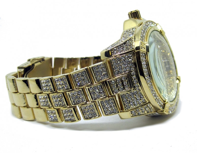 Mens Hip Hop 14K Gold Plated Alloy Quavo Iced Bling Cubic Zirconia ...