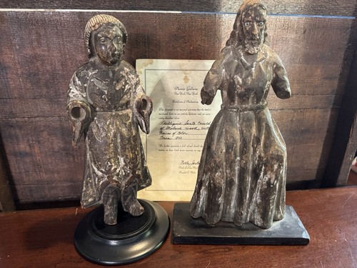 Antique Hand-Carved Santo Statues 17th 18th Century Archangel & Saint ...