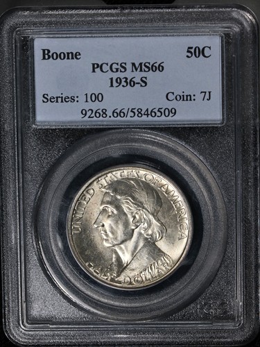 1936-S Boone Commem Half Dollar PCGS MS66 Nice Eye Appeal Strong Strike ...