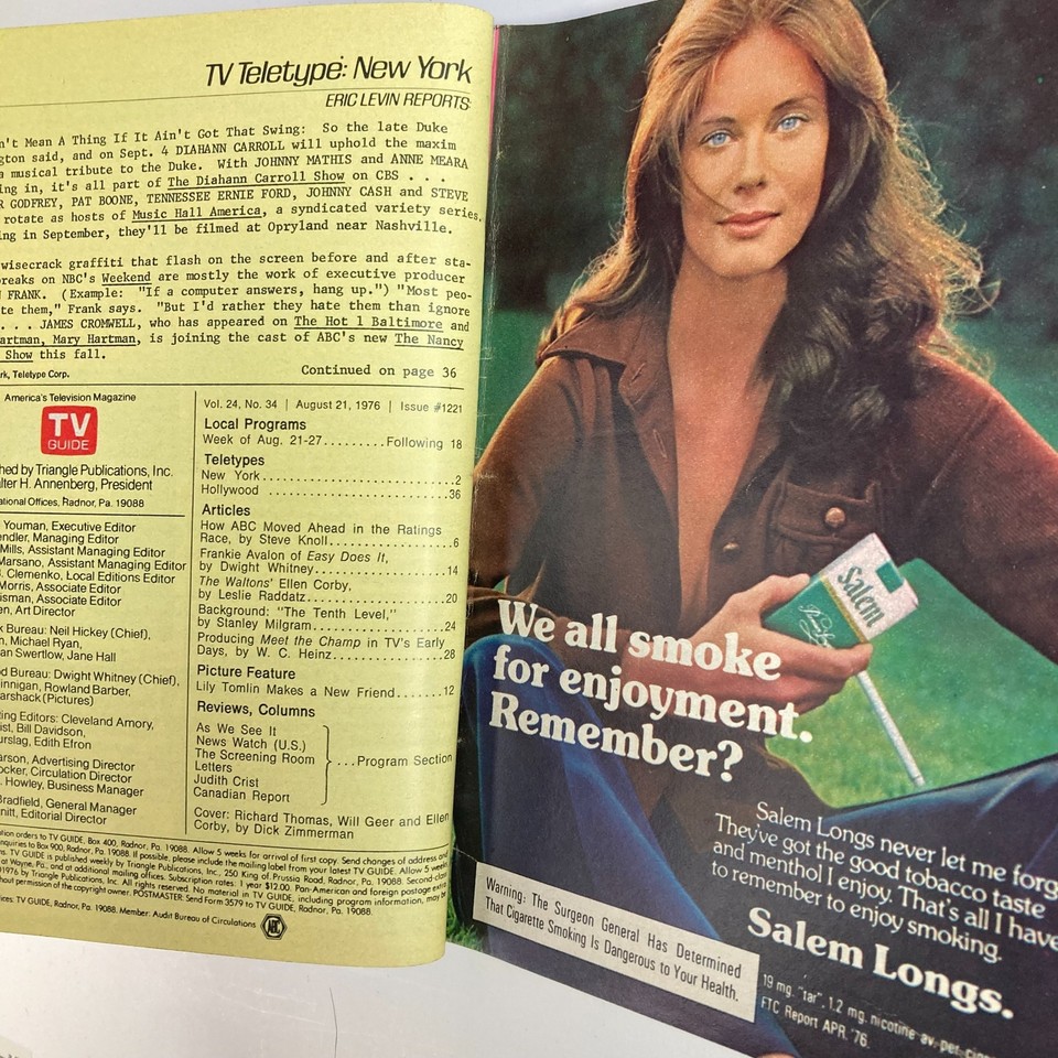 TV Guide Magazine August 21 1976 #1221 Richard Thomas WA-Baltimore Ed ...