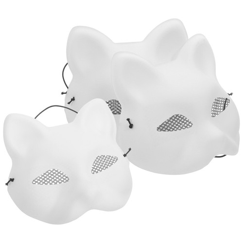 3Pcs Blank Hand Painted Fox Mask White Unfinished Lace Eyes Graffiti ...
