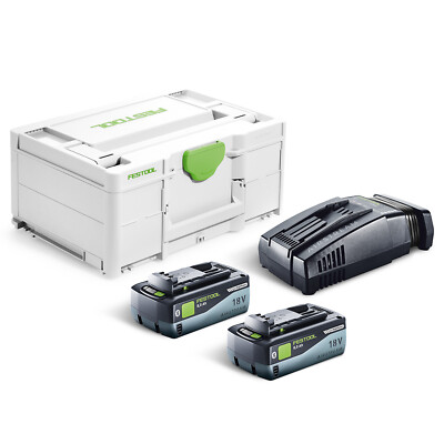 Festool 18v SYS Energy Set 2 x HighPower Batteries 8ah and Charger Kit ...