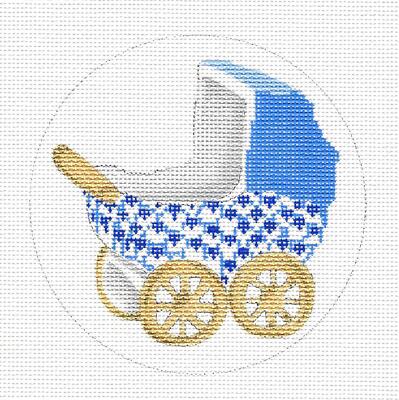 SO ~ Handpainted Baby Boy Blue Fishnet Carriage Needlepoint Canvas Edie ...
