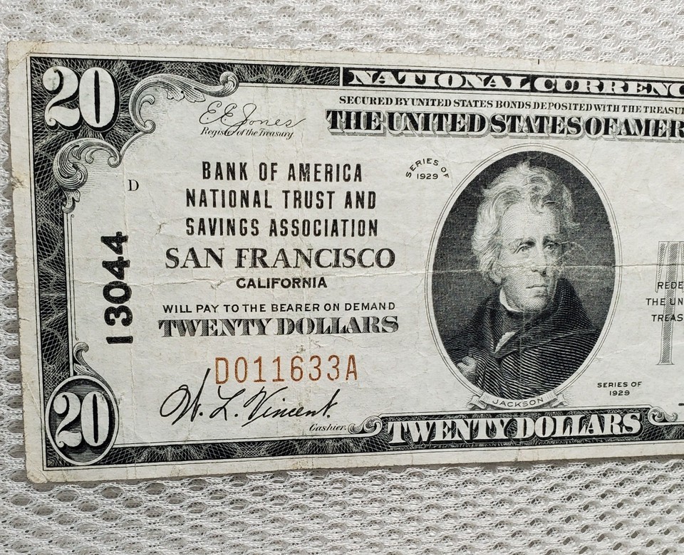 1929 $20 National Currency Brown Seal San Francisco, CA Ch#13044 ...