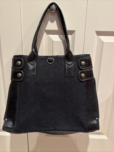 Vintage Tex by Max Azria, Black Faux Leather XL Large Shoulder Bag ...