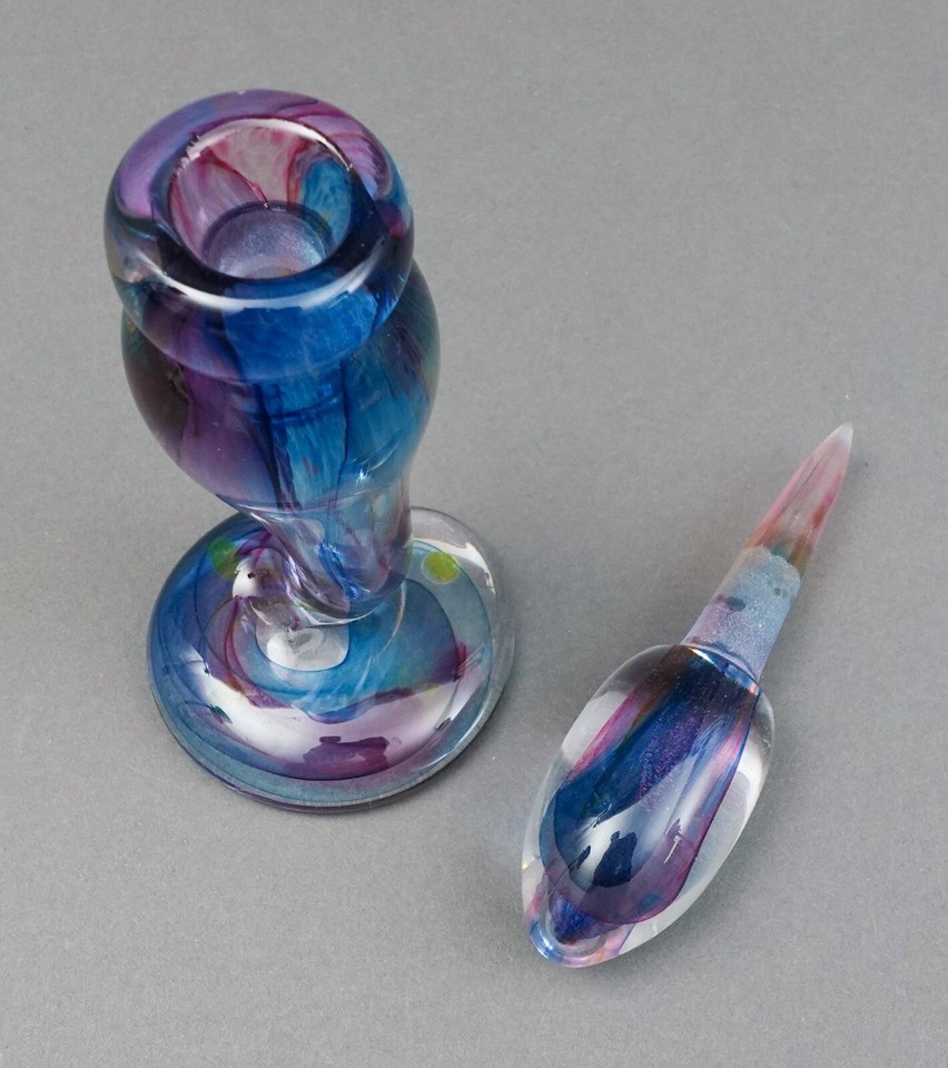 Andrew Shea Signed Hand Blown Art Glass Perfume Bottle With Dauber | eBay