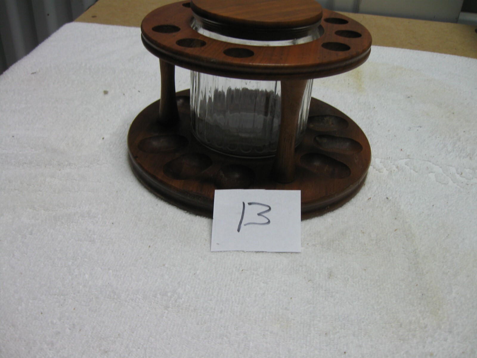 Deco Walnut 9 slot pipe rack with glass humidor | eBay