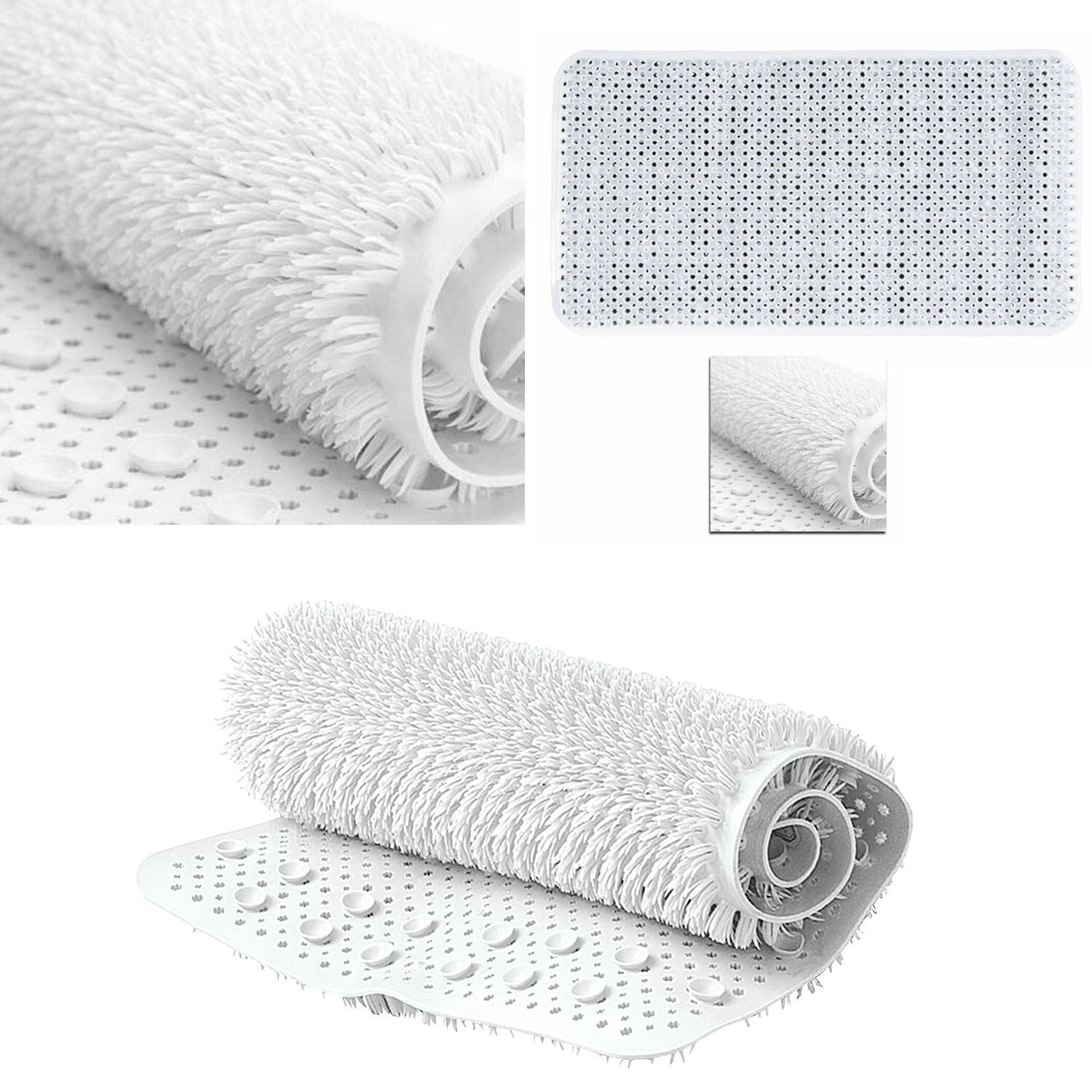 Anti-Mould Non-Slip Bathtub Mat Textured Bristle Surface, White 65 x ...