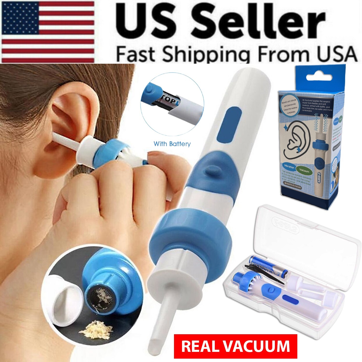 Electric Cordless Vacuum Ear Cleaner Wax Remover Safety Painless ...