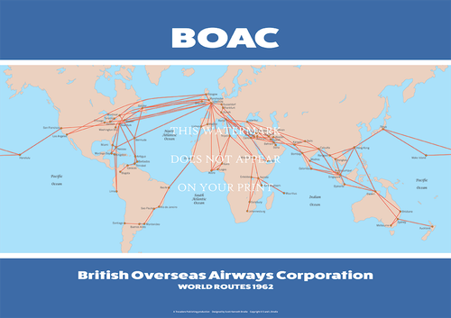 BOAC World Routes Map 1962 A3 Art Print – Global Network – 59 x 42 cm ...