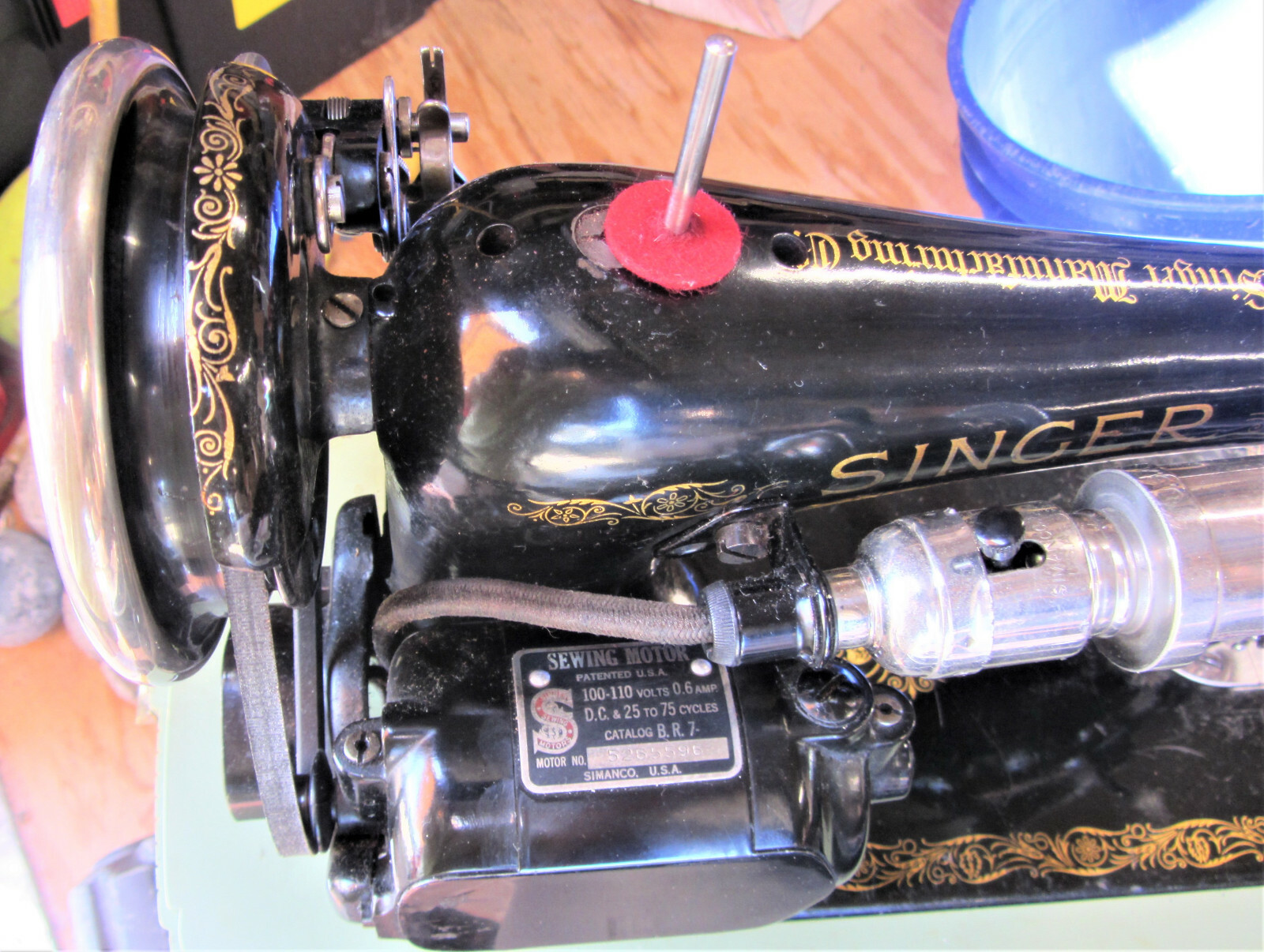 Vintage Simanco USA Singer Sewing Machine Model AB220033 B.R. 7 Motor ...