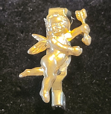 Angel Cherub Cupid Holding Arrow Gold Tone Lapel Hat Vest Pin religious ...