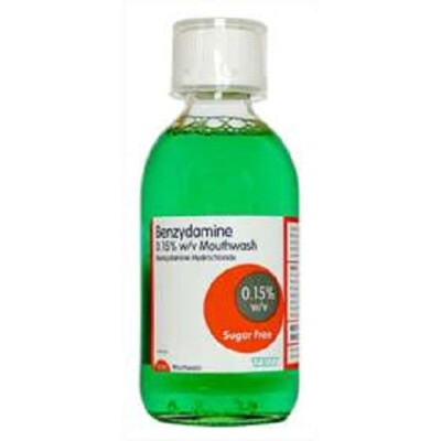 Benzydamine 0.15% w/v Mouthwash - 300ml 5060064792377 | eBay