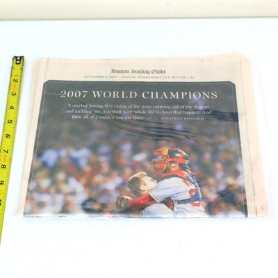 Red Sox World Series Newspaper November 4 2007 Boston Globe Papelbon ...