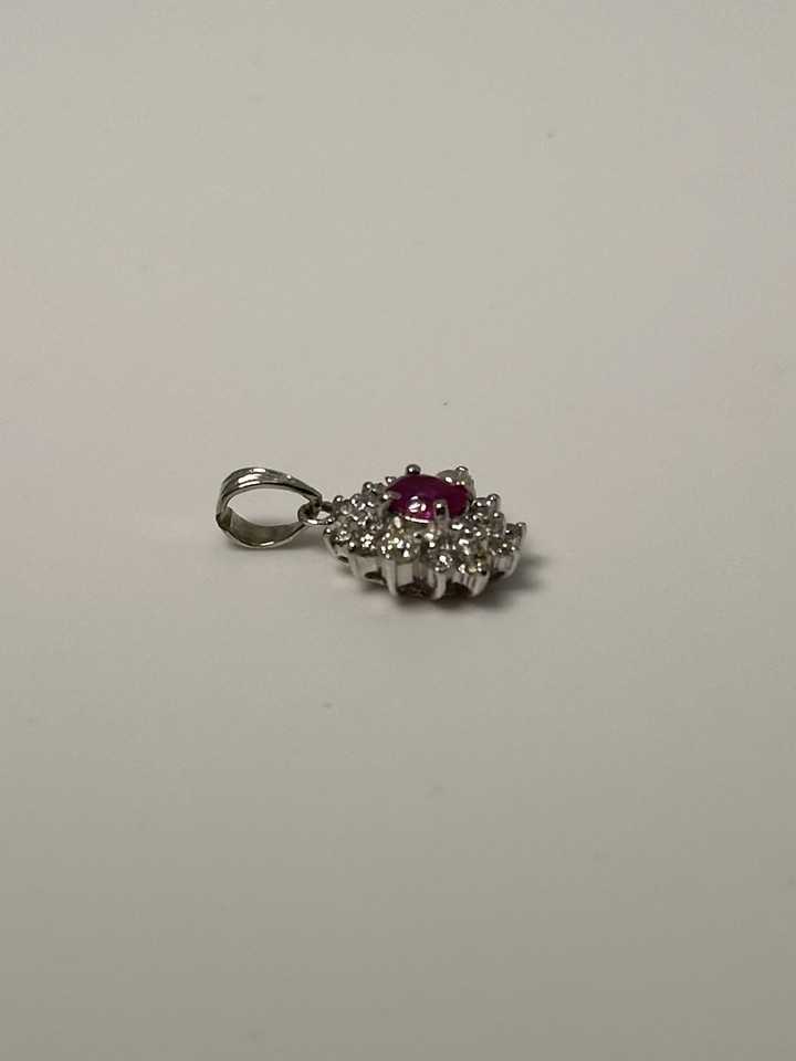 18K White Gold Pendant Charm & Ruby & Natural Diamonds | eBay