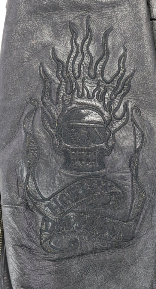 harley davidson jacket M black leather Messenger armor pockets skull ...