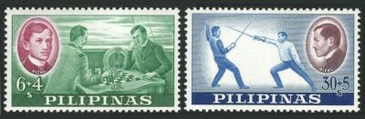 Philippines B21-B22,MNH. Mi 715-716. Red Cross 1962. Jose Rizal. Chess ...