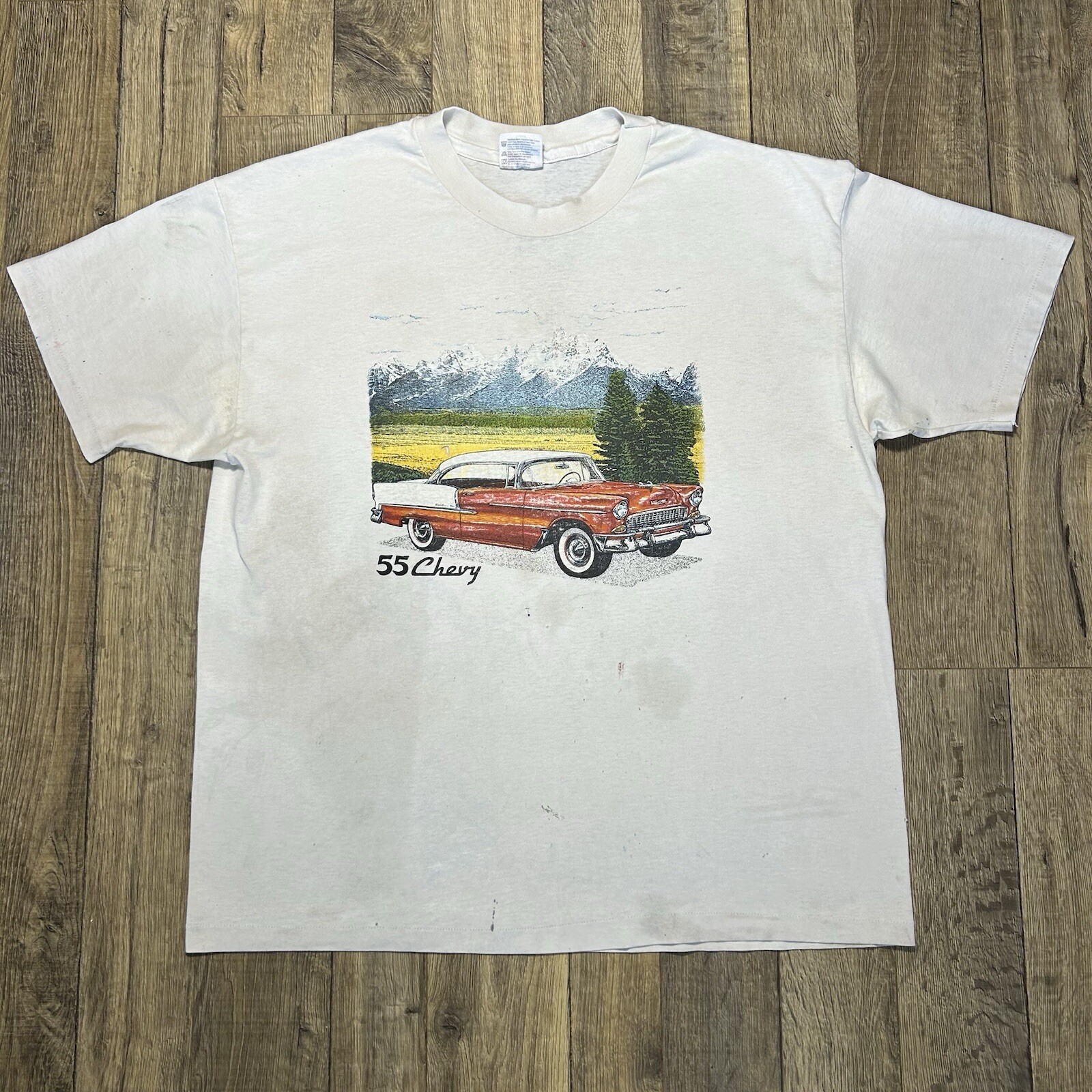 Vintage 1955 Chevy Car T Shirt Men’s Extra Large Sing… - Gem