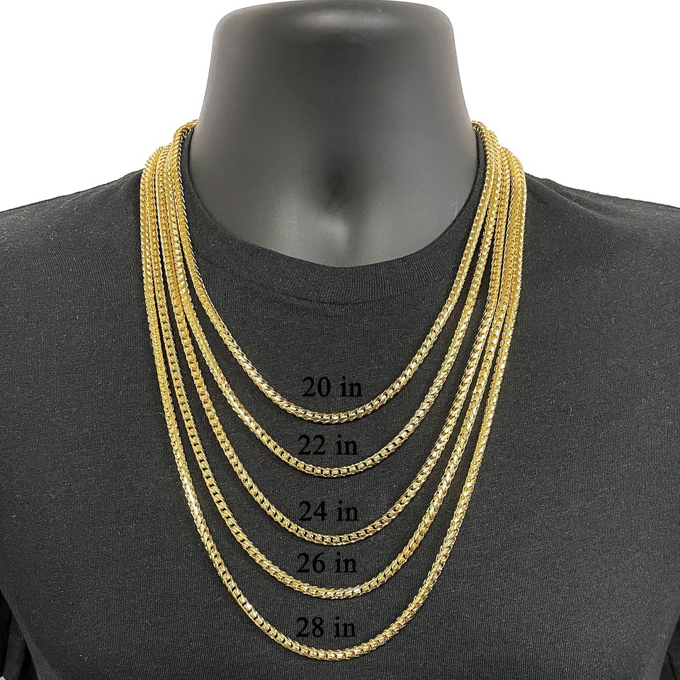 Italian 14k Yellow Gold Solid Diamond Cut Franco Chain Necklace 26" 4 ...